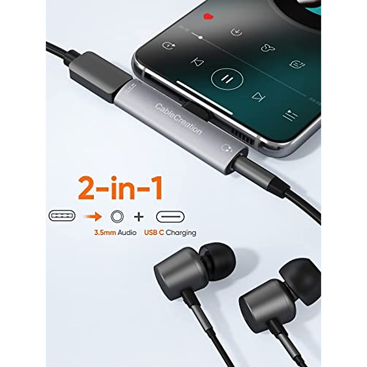 Bundle – 2 Items: USB C to 3.5mm Headphone Adapter and Headphone Splitter Adapter