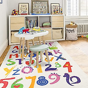 HiiARug Kids Rug ABC Alphabet Numbers Educational Rug Baby Play Mat for Floor Large Thick Area Rugs Non Slip Learning Carpet for Baby Children Bedroom Classroom Playroom (60 x 36 Inch)