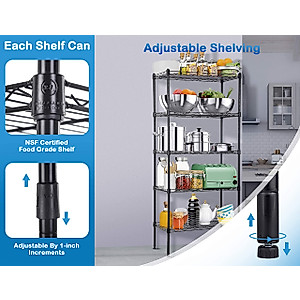 5-Tier Metal Wire Shelving Unit Snack Shelf Height Adjustable Storage Rack NSF Certified Storage Shelves 750 Lbs Capacity Standing Utility Shelf for Laundry Kitchen Pantry Garage Organization