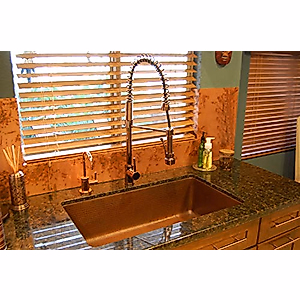 Premier Copper Products KSB33199 33-Inch Hammered Kitchen Single Basin Sink, Antique Copper