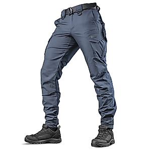 Aggressor Flex - Tactical Pants - Men Cotton Cargo Pockets (Navy Blue, W32 / L36)