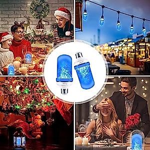 Yewclls LED Flame Effect Light Bulb, 4 Modes E26 Base Fire Light Bulbs with Gravity Sensor (Blue - 2 Pack)