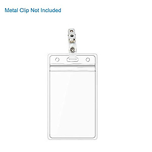 100 Pcs Clear Plastic Vertical Name Badge ID Card Holders