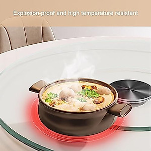 HASMI Lazy Susan Large, 8mm Tempered Glass Round Turntable, Kitchen Dining Table Rotating Tray, Aluminum Alloy Bearing, Easy to Share All Food