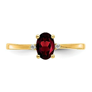 IceCarats 14K Yellow Gold Diamond Red Garnet Ring April January Birthstone Jewelry Size 6