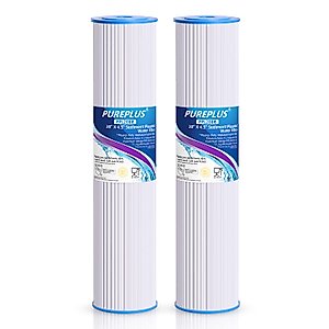 PUREPLUS 20" x 4.5" Whole House Pleated Sediment Filter for Well Water, Replacement Cartridge for ECP5-BB, AP810-2, HDC3001, SPC-45-1005, CP5-BB, ECP1-20BB, 2Pack