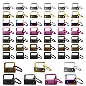 Wiwaplex Key Fob Hardware Set 1 Inch Key Fob Hardware Kit 42Pcs 7 Color Wristlet Keychain Hardware with Key Ring for Wristlet Keychain, Key Lanyard and Key Chain Making Hardware Supplies