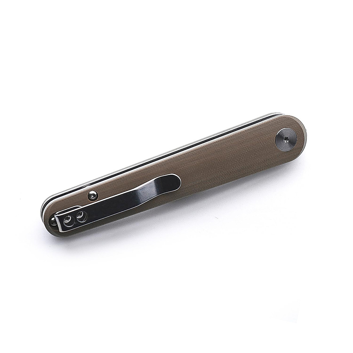 Warspear Terima Front Flipper Folding Knife 3.5" Stonewshed D2 Blade Tan G10 Handle Outdoor Camping Pocket Knife With Deep Carry Clip WP901TN