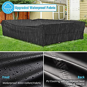 Velway Patio Furniture Cover Outdoor Waterproof Rectangular Patio Table Chair Sofa Set Cover, 128”Lx82”Wx28”H, All Weather Oxford Tear-Resistant Material with Zipper Carrying Bag Windproof Buckles