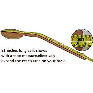 UTRAX 20'' Long Detachable Wooden Bath Brush with Curved Reach Handle Hanging Wood Shower Brush with Boar-Bristle