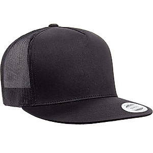 Mrlahat 6006 Yupoong Yp by Flexfit 5 Panel Classic Trucker Snapback Hat Cap with Black Bandana (Black)