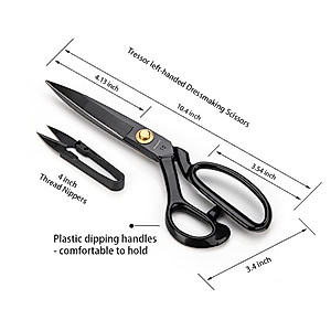 Left-Handed Dressmaking Scissors by Tressor - Dressmaker fabric Shears Stainless Steel - Tailor's Scissors for Cutting Fabric, Leather TS-001-L-1