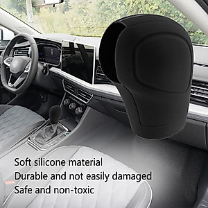 IHOTDER 2PCS Car Gear Shift Cover - Silicone Auto Gear Shift Knob Cover - Preventing Automatic Shifter Knobs Aging - Universal Car Interior Decor Accessories for Women or Man (Black)