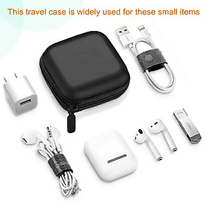 IRUGLE EVA Earbud Case Earphone Carrying Pouch with Belt Clip Mini Protection Storage Bag Holder Compatible with Airpods Bluetooth Wireless Headphone Beats Studio Buds Charger USB Cable Memory Cards