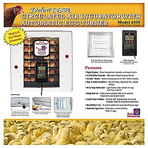 Farm Innovators 2450 Heated Digital Circulated Air Incubator with Automatic Egg Turner for Improved Egg Hatching of Up To 41 Eggs At Once, White