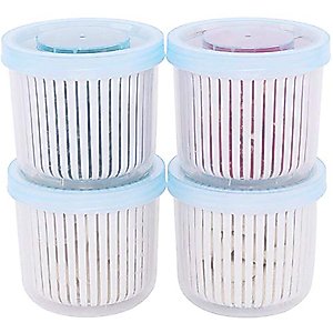 ZJGY 4 Pcs Stackable Double Layer Vegetables Sealed Keeper, Vegetable Storage Box with Filter,Drain Fresh Box,refrigerator Food Fresh Box with Drain Basket