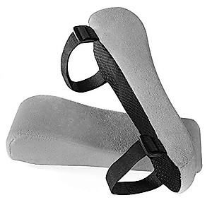 bokemar Memory Foam Arm Rest Office Chair Armrest Pads and Elevated Sloped Armrest - Universal Cushion Covers for Armrest and Elbow Relief (2 Pad Set) Gray