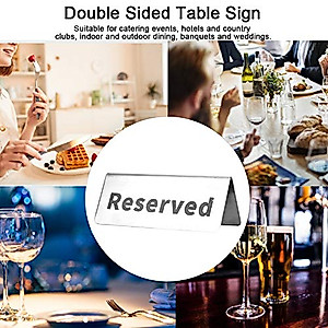 01 V‑Type Reusable Easy to Clean Restaurant Supplies Table Sign, Silver Stainless Steel Table Sign, Weddings for Home Hotels Catering Events(Reserved)