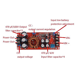 Aideepen 1200W 20A DC Converter Boost Car Step-up Power Supply Module Adjustable Voltage Converter 8-60V to 12-83V