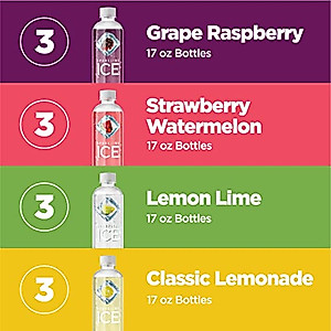 Sparkling Ice Blue Variety Pack, Flavored Sparkling Water, Zero Sugar, with Vitamins and Antioxidants, 17 fl oz, 12 count (Classic Lemonade, Strawberry Watermelon, Grape Raspberry, Lemon Lime)