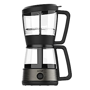 Solac SIPHON BREWER 3-in-1 Vacuum Coffee Maker, Tea Brewer & Water Boiler, Brushed Stainless Steel and Black, 30 oz