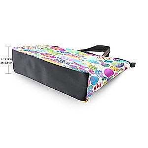 Women's Tote Purse with Pocket Easter Egg Printed Handbag Polyester Tote Bag Spring Tote Purse