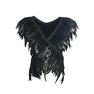 L'VOW Feather Boa Ribbon Punk Gothic Shawl Maleficent Costume for Halloween（Black）