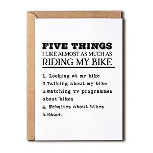EirlysDesigns 5 Things I Like More Than My Bike Card - Love Bike Riding Card - Funny Card - Happy Birthday Card Bike Fanatic Card Motorbike Card, 5 x 7 inches
