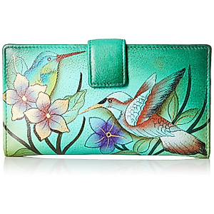 Anna by Anuschka womens 1833 Wallet Hand Painted Genuine Leather, Birds in Paradise Green, One Size US