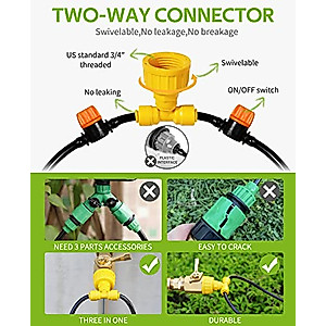 HIRALIY 91.8FT/28m Drip Irrigation Kits for Plant, Patio Watering System for Flower Beds, Automatic Irrigation Equipment Set for Garden Fruit Orchards and Shrubs, 1/4" Drip tubing and Two-ways Adapter