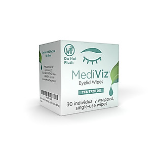 MediViz Tea Tree Eyelid Cleanser Wipes – 30 Single-Use Towelettes – Eyelash & Eyelid Wipes for Soothing Dry Eye Irritation, Demodex Removal & More​