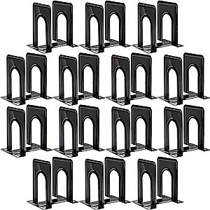 HappyHapi 28 Pcs Metal Bookends, Black Book Ends Holder, Nonskid Bookends Bulk for Shelves Office Home Kitchen,6X 5X 6 Inch, Set of 14 Pairs
