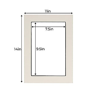 CountryArtHouse White Acid Free 11x14 Picture Frame Mat with Black Core Bevel Cut for 8x10 Pictures - Fits 11x14 Frame