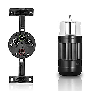 COCOKER 50 Amp Generator Femal Plug, 50 Amp Generator Connector for RV Travel, 25 Volt//250 Volt,CS636 (Black)