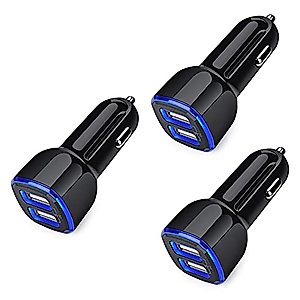 Car Charger for iPhone, 3Pack 2.4A Dual Port Fast Charge Car Lighter USB Adapter Car Plug Charger for iPhone 14 13 12 11 Pro Max 10 SE XR XS X 8 7 6,Samsung Galaxy S22 S21 S20 S10 S9 S8 S7 J7,Android