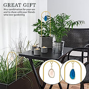 4 Pcs Small Metal Trellis for Potted Plants Mini Gold Houseplant Trellis Support with Agate Plant Trellis for Climbing Plants Indoor Hoya Vine Pothos Flower Garden Potted Plant Decor