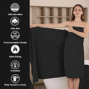 Mistyrose 8 Piece Oversized Bath Towels Set for Family, Soft Black Bathroom Towels Set Quick Dry，Microfiber Super Absorbent Towels for Hotel Beach Spa Gym - 2 Bath Sheet 2 Hand Towels 4 Washcloths