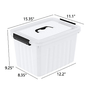 Sadstory 18 Quart Plastic Storage Latch Box with Handle, Clear Latching Bin with Lids, 4 Packs