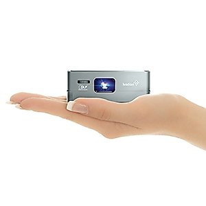 Ivation Pro3 Portable Rechargeable Smart DLP Projector – Streams via HDMI/MHL & USB Connections, Wi-Fi, Bluetooth – Compatible with DLNA, Miracast, Airplay Wireless Mirroring for iOS & Android - Gray
