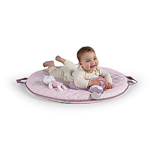 Ingenuity Cozy Spot Reversible Duvet Activity Gym & Play Mat with Wooden-Toy-bar - Calla (Pink), Newborn and up