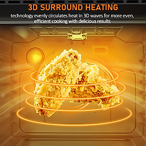 Hipicute 30 inch Electric Single Wall Oven with Convection Fan Touch Control, Large Oven Capacity, 360° Rotisserie, Fingerprint Resistant Stainless Steel