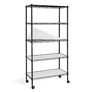 CAPHAUS NSF Heavy Duty Wire Shelving w/Wheels, Leveling Feet & Liners, Storage Metal Shelf, Garage Shelving Storage, Utility Wire Rack Storage Shelves, W/White Clear Liner, 30 x 14 x 61 5-Tier