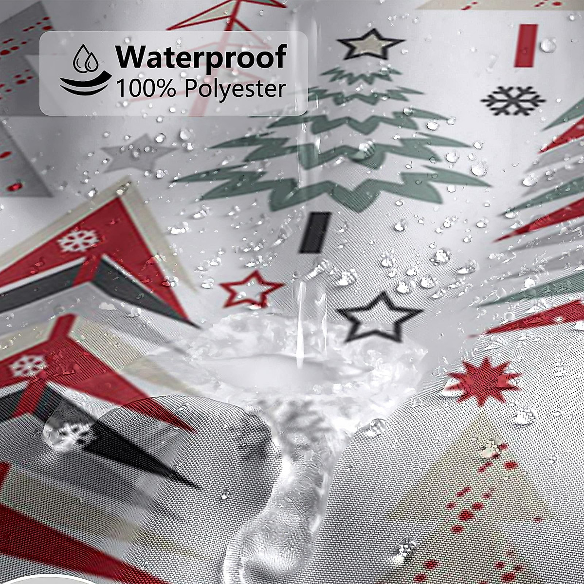 MEHOFOND Christmas Xmas Tree Winter Snowflake Pattern Shower Curtain for Bathroom Decor Washable Durable Fabric 72x72 in