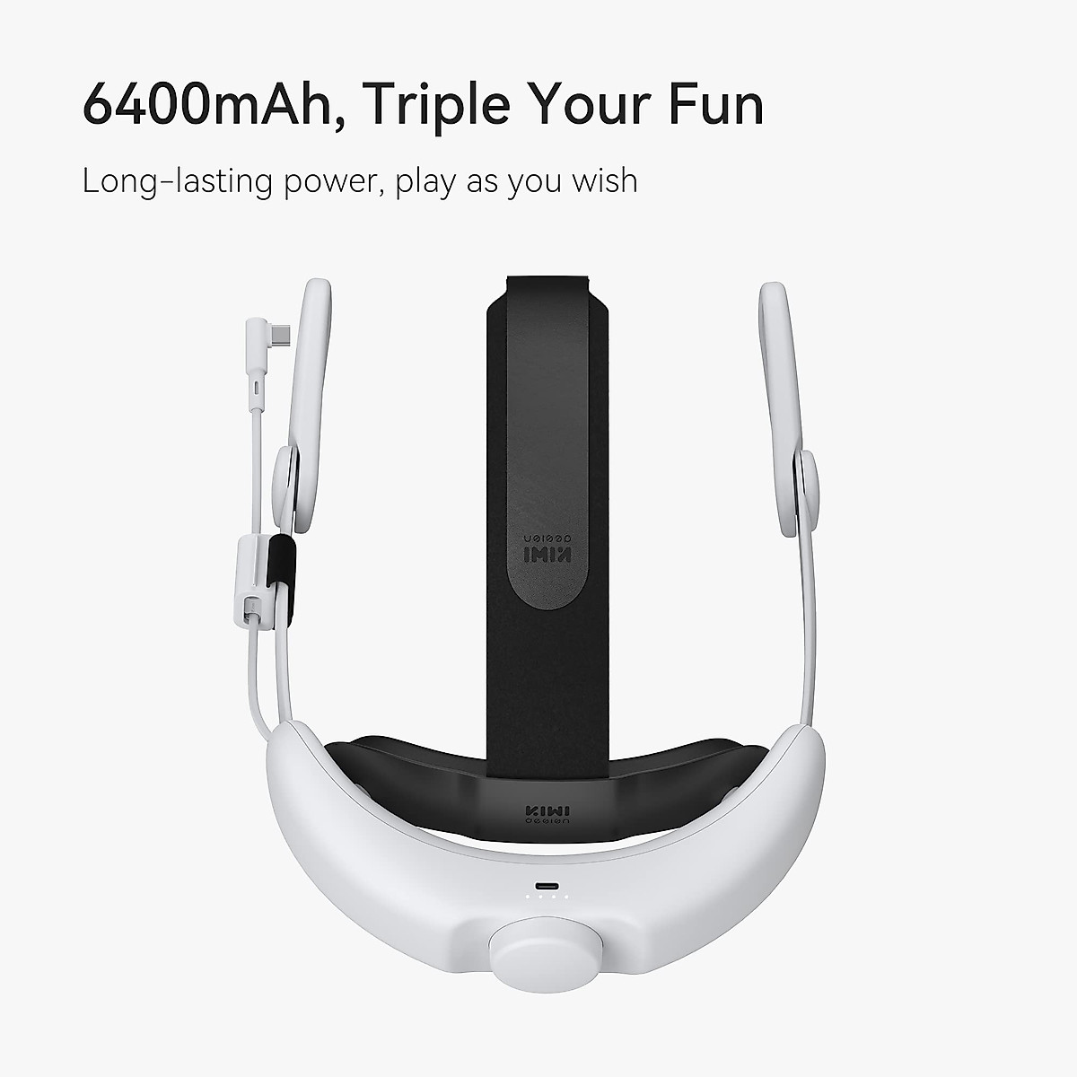 KIWI design Comfort Battery Head Strap 6400mAh Compatible with Quest 2 Accessories, Battery Pack Elite Strap Replacement for Enhanced Support