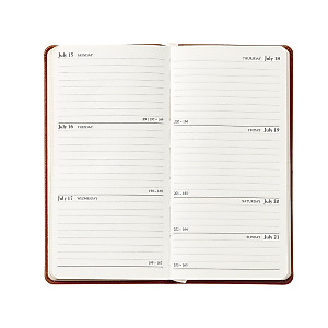 Graphic Image 2024 Pocket Datebook Planner, Week-at-a-view pages, Holidays for the United States and Canada, Genuine Leather (3.125" W x 6" H - Made in the USA)