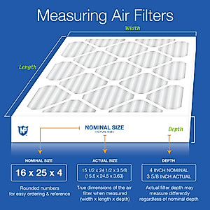 Nordic Pure 16x25x4 (15_1/2 x 24_1/2 x 3_5/8) Pleated MERV 12 Air Filters 6 Pack