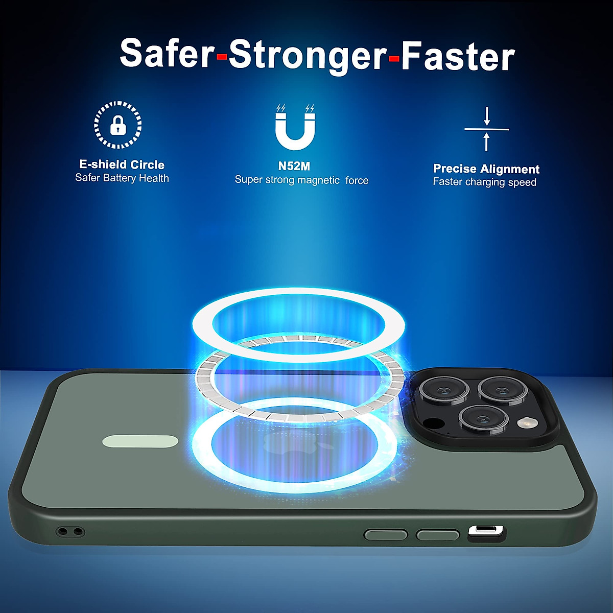 PTz Worlds for iPhone 14 Pro Case 6.1” - Strong Magnetic Cases for iPhone 14 Pro, Matte Army Green Compatible with MagSafe, Military Grade Drop Protection, Ultra Thin, Shockproof, Slim Fit