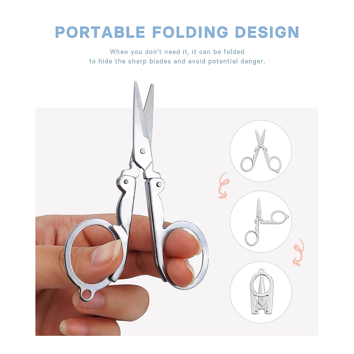 YETOOME 6 Pcs Folding Scissors, Stainless Steel Folding Small Portable Travel Scissors for Craft, Camping, Office, School, Outdoor