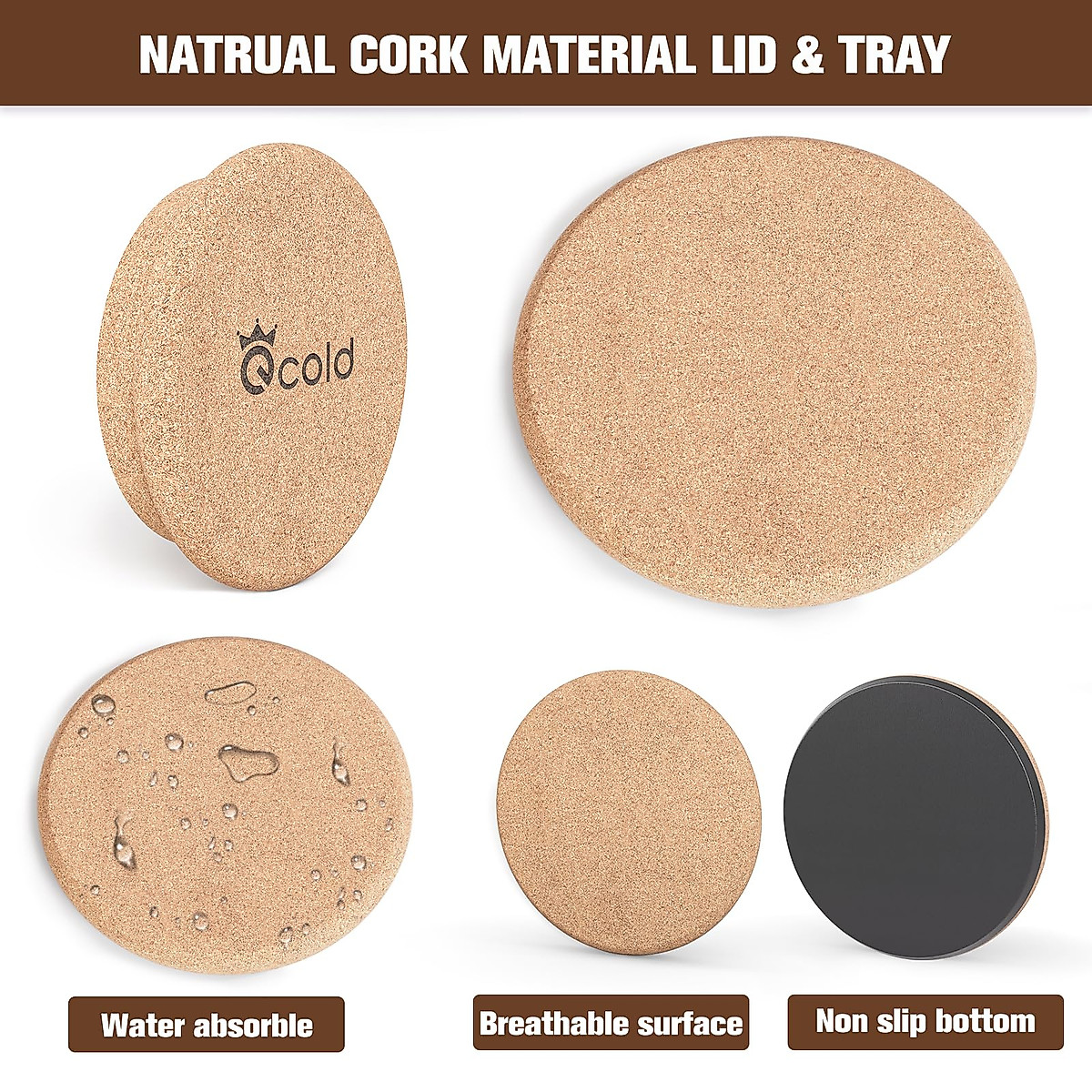 Qcold Glass Qtip Holder Dispenser with Cork Lid, Cotton Ball Swab Pad Rounds Holder Containers Bathroom Handmade Glass Canister Jars for Bathroom Restroom Vanity Countertop Decorations and Organizer