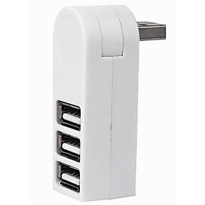 3 Ports USB 2.0 Rotatable HUB, USB to 3USB 2.0 Converter 90° 180° 270° Degree for PC Laptop Notebook Tablet (White)